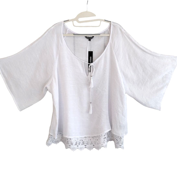 Unique Spectrum | Tops | Unique Spectrum White Crochet Lacetrim ...